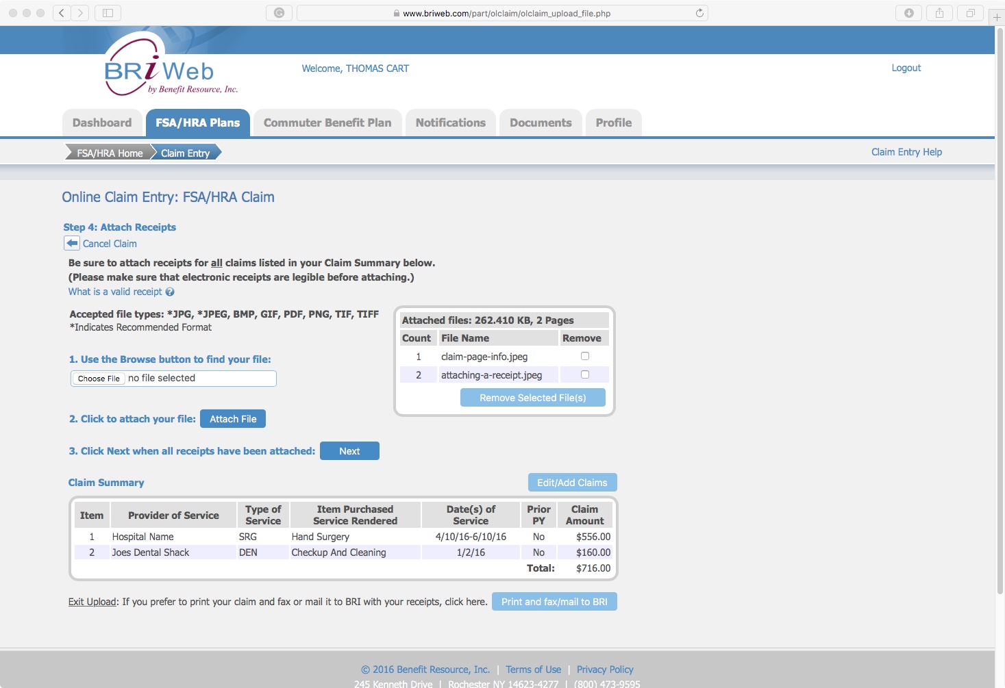 Submitting Claims - Walk Through | Benefit Resource, Inc.