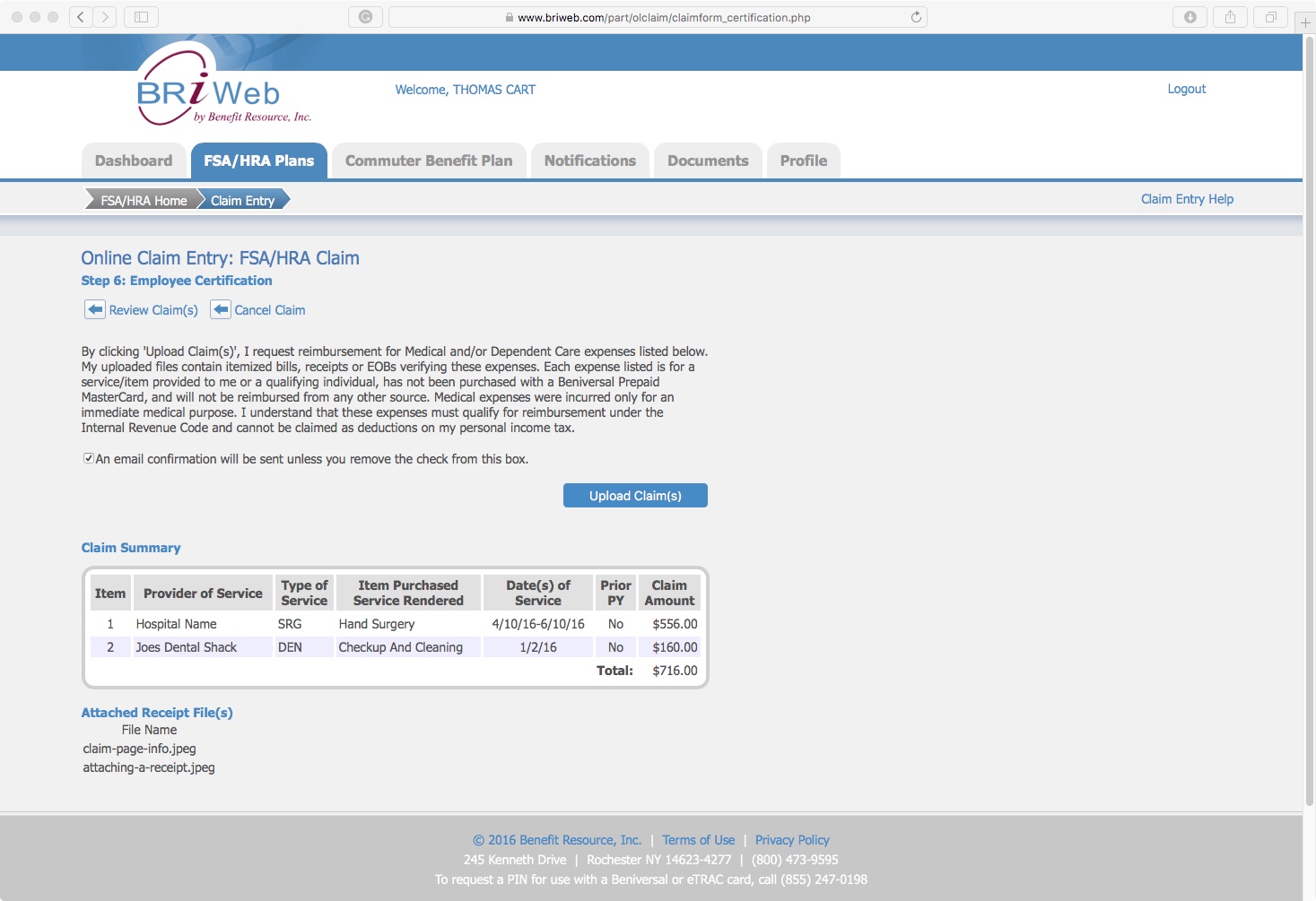 Submitting Claims - Walk Through | Benefit Resource, Inc.