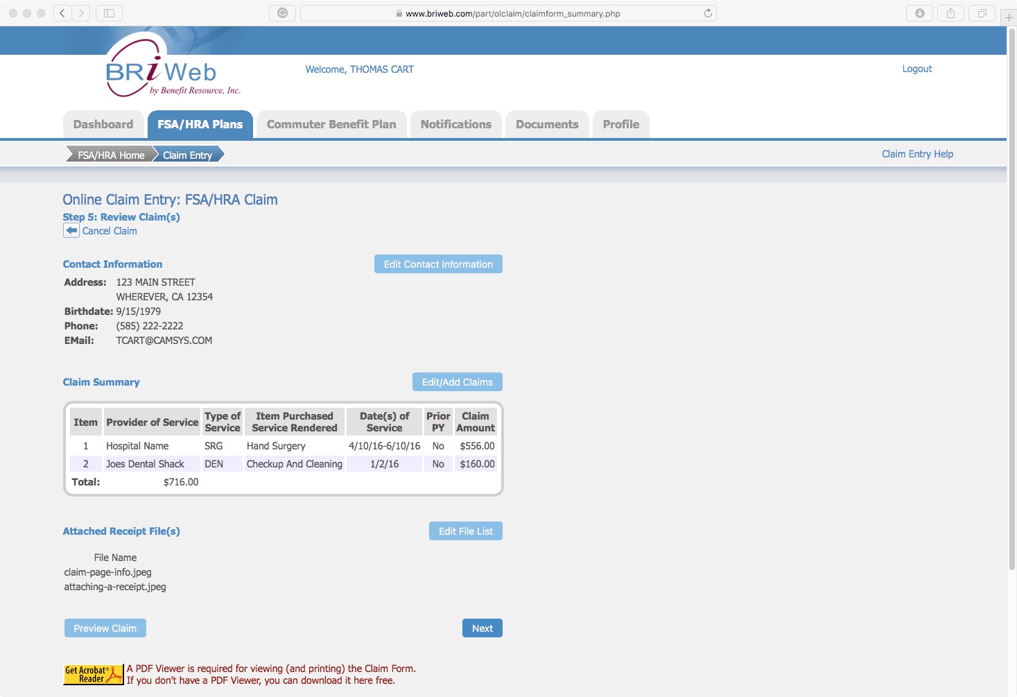 Submitting Claims - Walk Through | Benefit Resource, Inc.