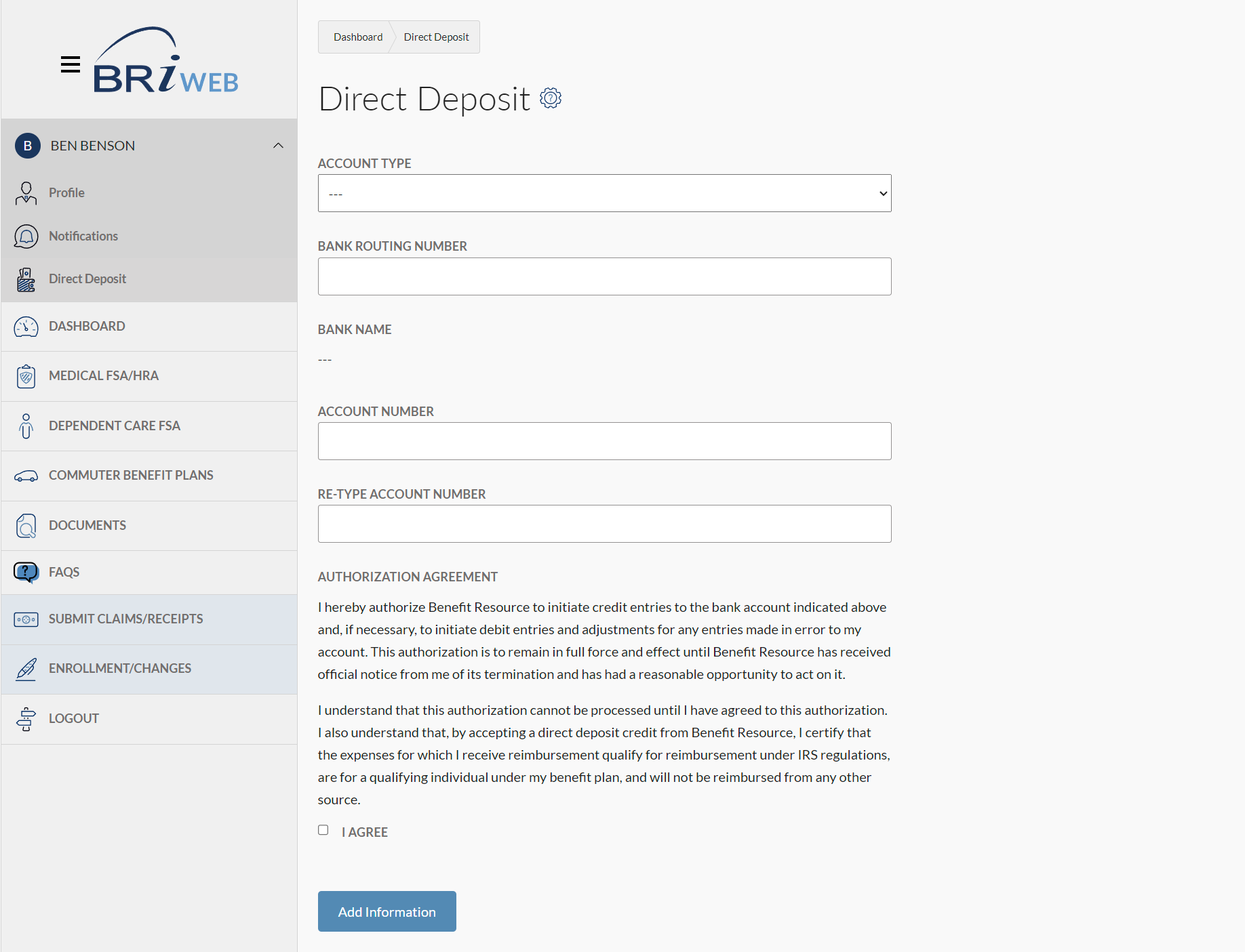 BRIWEB Participant Portal | BRI | Benefit Resource