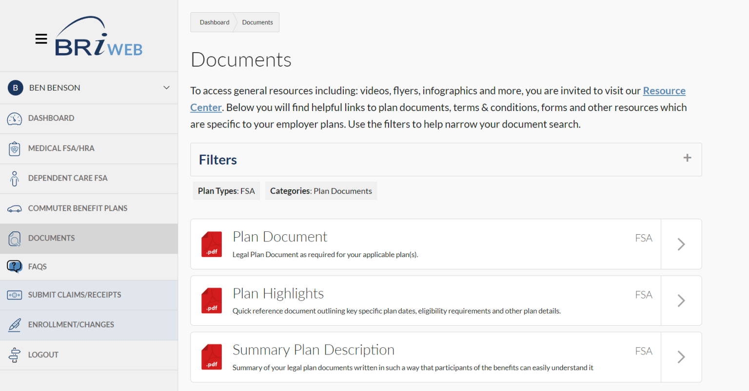 BRIWEB Participant Portal | BRI | Benefit Resource