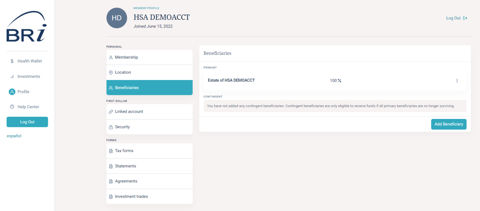 HSA Member Portal | BRI | Benefit Resource