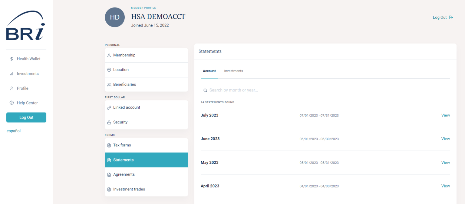 HSA Member Portal | BRI | Benefit Resource