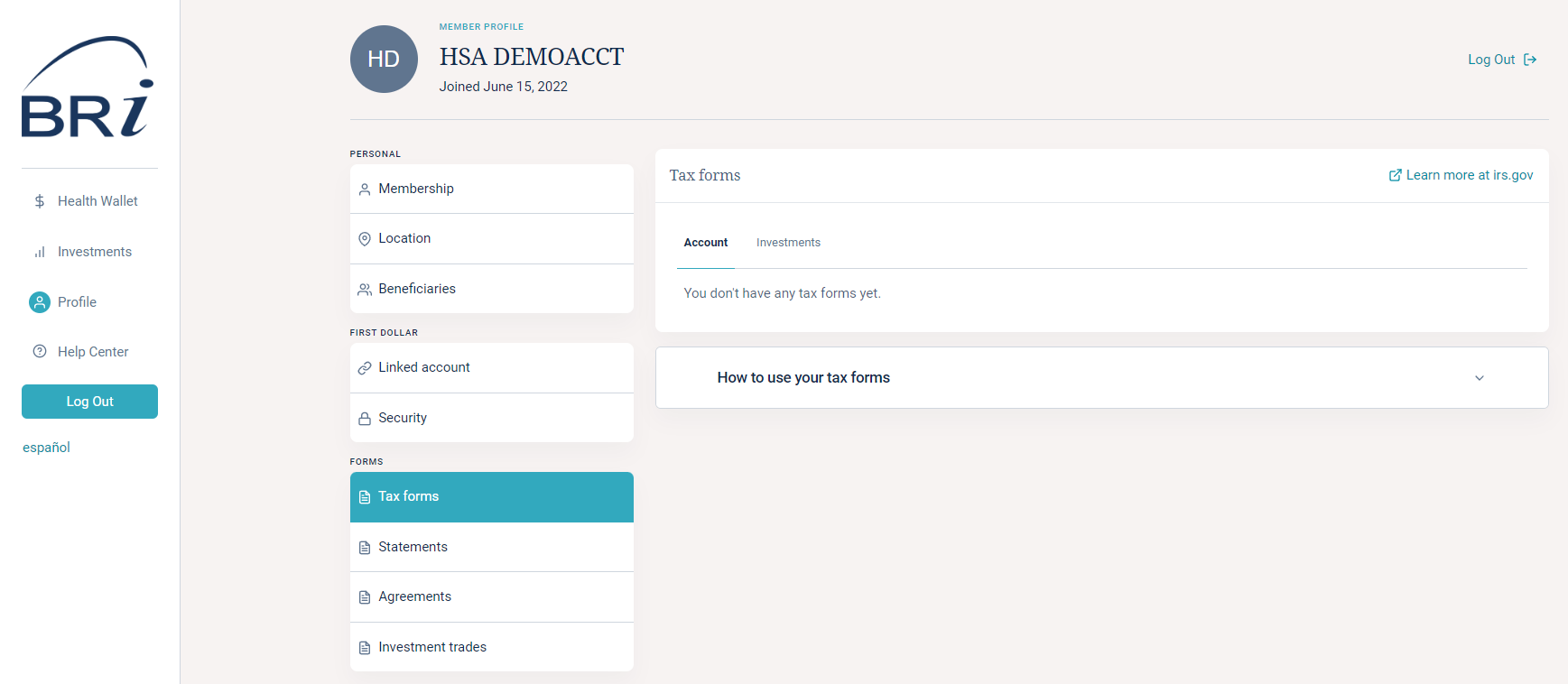 HSA Member Portal | BRI | Benefit Resource