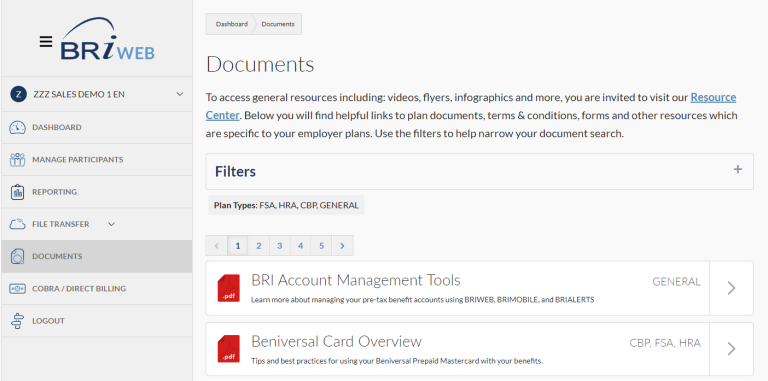 BRIWEB Management Portal | BRI | Benefit Resource