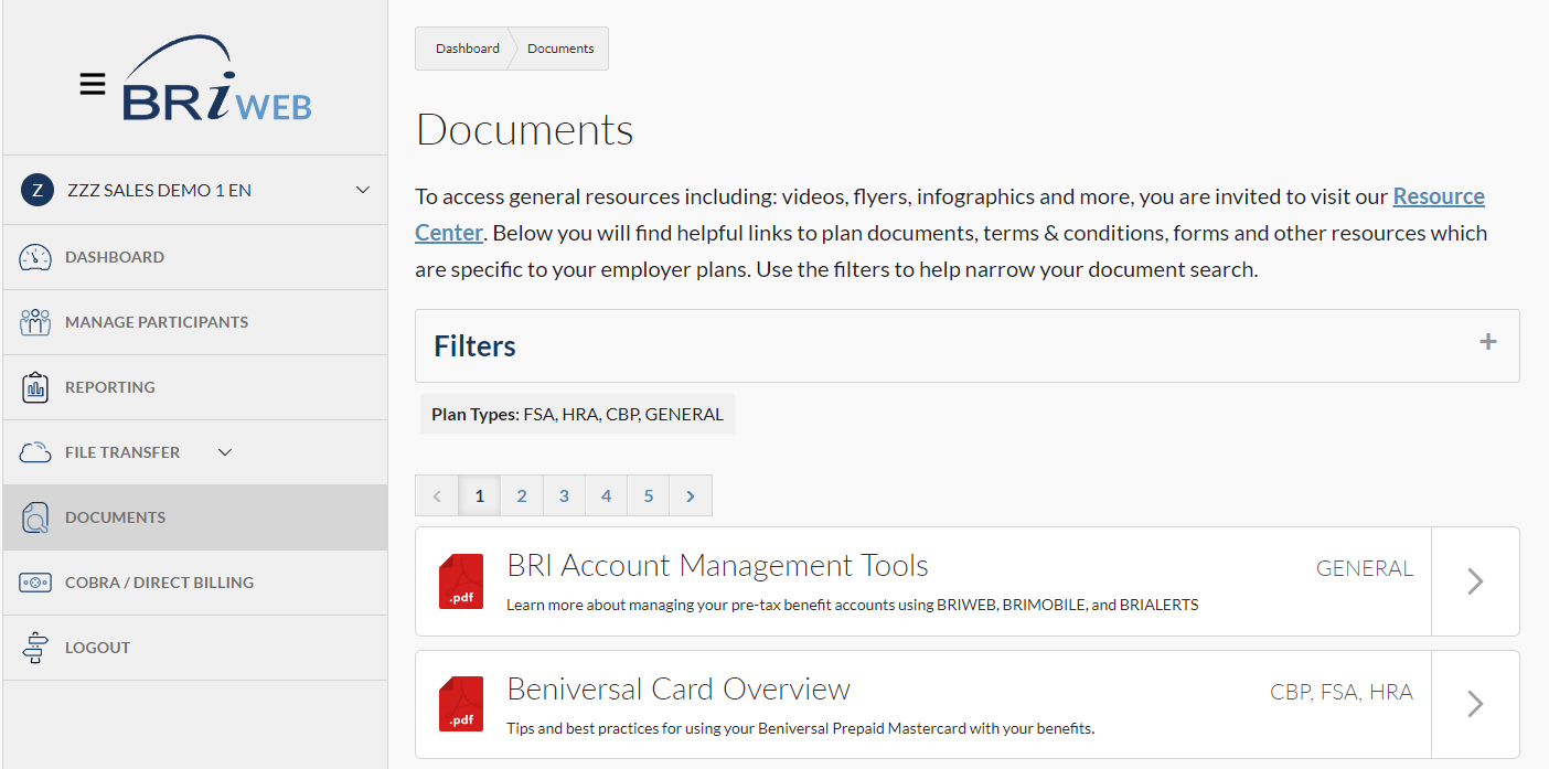 BRIWEB Management Portal | BRI | Benefit Resource